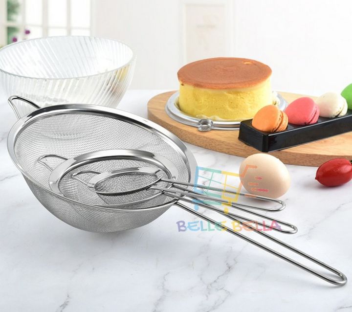 STAINLESS STEEL KITCHEN FLOUR SIEVE FINE MESH STRAINER OIL COLANDERS ...