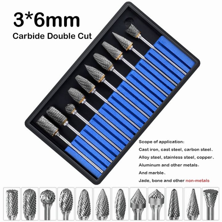 10 pcs Solid Carbide Burrs Rotary Files Diamond Burrs Set 6x3mm Mata ...