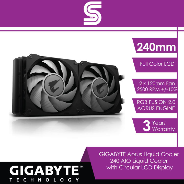 GIGABYTE Aorus Liquid Cooler 240 AIO Liquid Cooler with Circular LCD ...