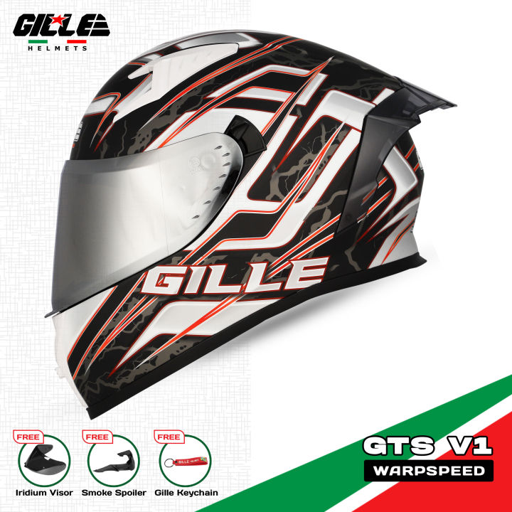 Gille Helmet 135 GTS V1 WARPSPEED Motorcycle Helmets Full Face Dual Visor Free Iridium Lens ...