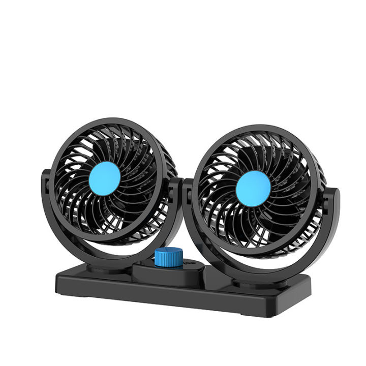 360 Degree Rotatable Dual Head High Power Car Fan For 12V/24V Vehicles ...