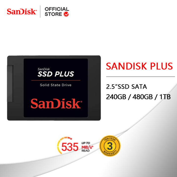 SanDisk SSD PLUS 2.5" 240GB 480GB 1TB SATA III Internal Solid State Drive (SSD) SDSSDA-1T00-G26 ...