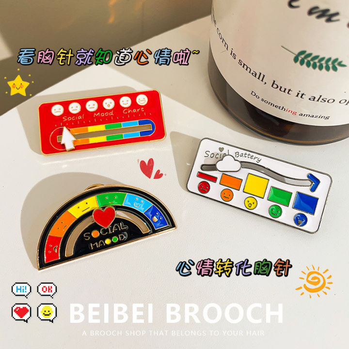 Slideable Personalized Social Pin Enamel Brooch MY Pin SOCIAL MOOD BOX ...
