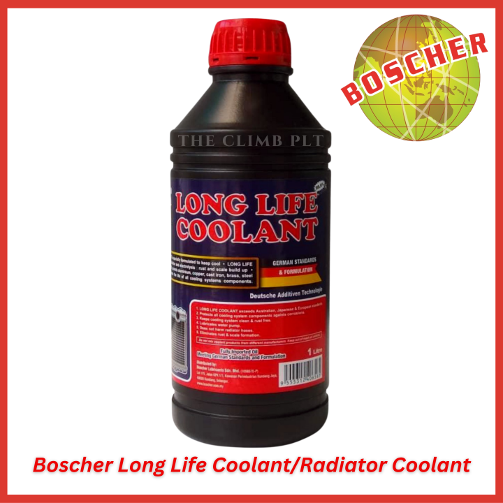 Boscher Long Life Coolant/Radiator Coolant (Red Color) 1 Liter | Lazada
