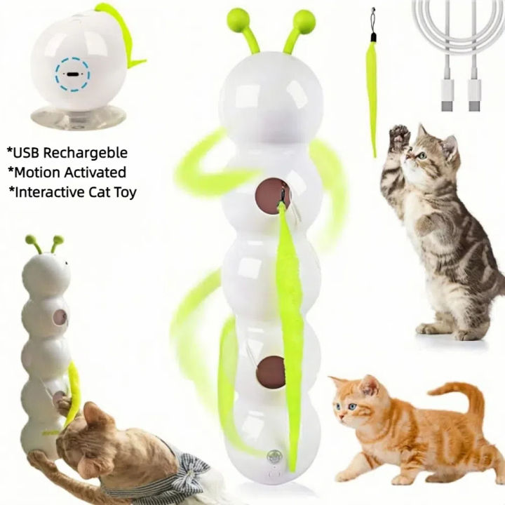 ENCOUNT Smart Caterpillar Cat Toy Automatic Wall-mounted Interactive ...