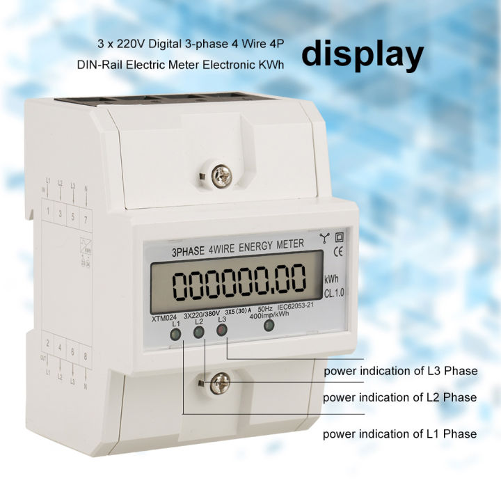 Din Rail Energy Meter 3 Phase Electric Meter Multifunction for Sub ...