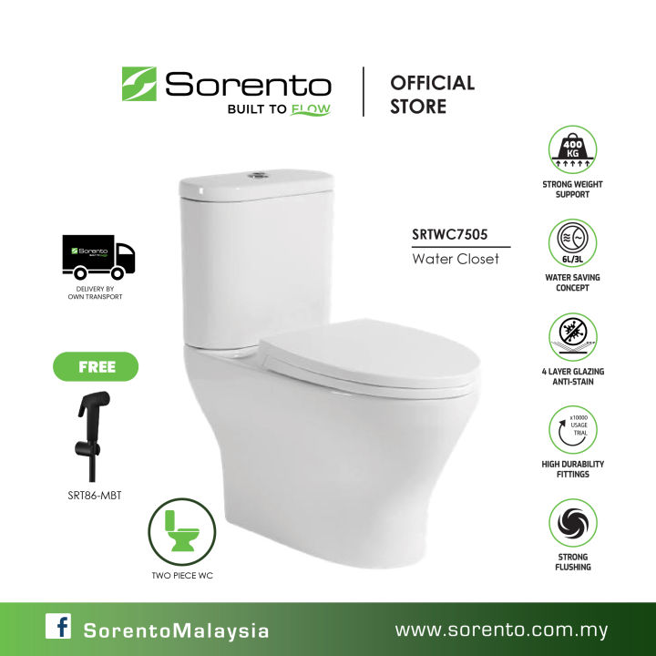Sorento SRTWC7505 WC Close Coupled Two Piece Toilet Bowl / jamban ...