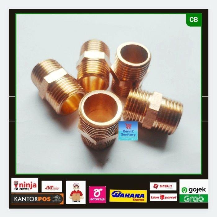 double nipple/nepel ukuran 1/2x 1/2/sambungan kran bahan kuningan asli ...