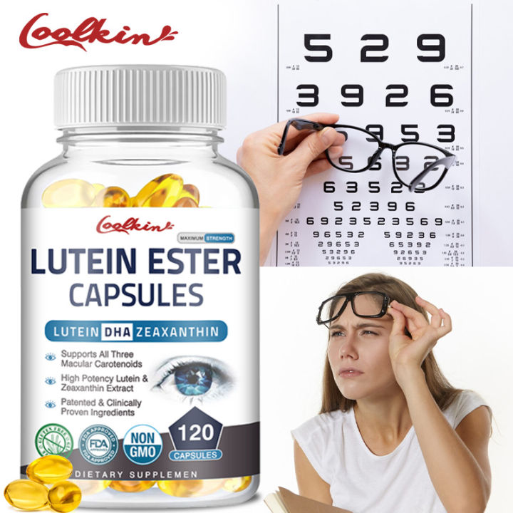 Lutein Ester Capsules, Lutein DHA Zeaxanthin, Three Macular Carotenoids, Eye Health Supplement ...