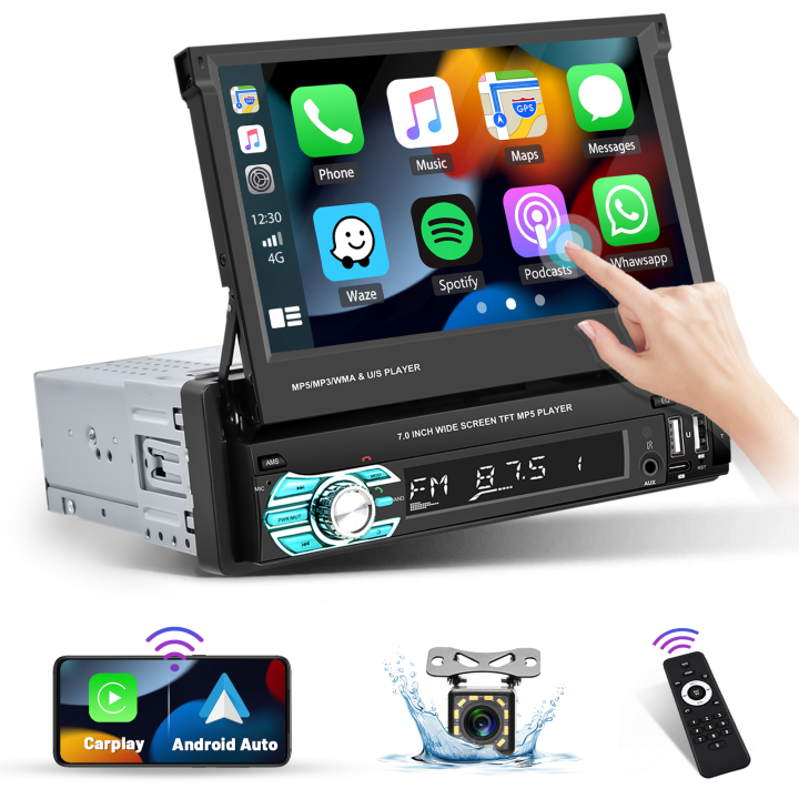 1DIN 7Inch HD Retractable Touch Screen Monitor D-Play Universal Car mp5 Player with Bluetooth FM ...