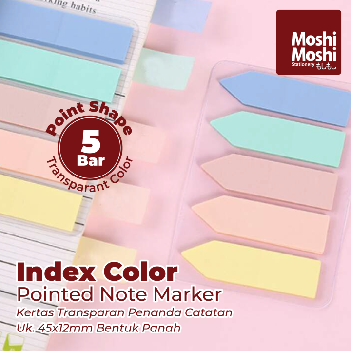 Index Color Sticky Note Pointed Marker 5 Colors Transparant 45 x 12 mm ...