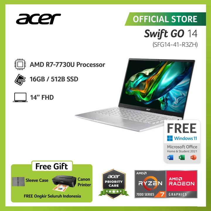 (FREE PRINTER CANON MG2570S) ACER LAPTOP SWIFT GO SFG14-41-R3ZH 14" FHD ...