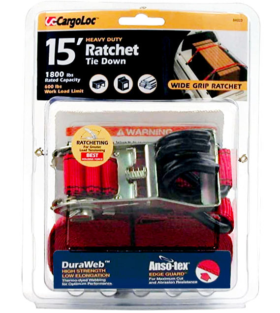 CARGOLOC 15FT/3M, 1800LB/800KG Heavy Duty Ratchet Tie Down, for Lorry ...