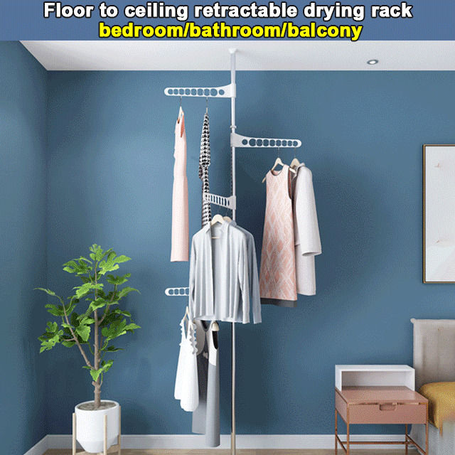 Floor To Ceiling Standing Clothes Drying Rack Sturdy Clothes Rack Stand ...