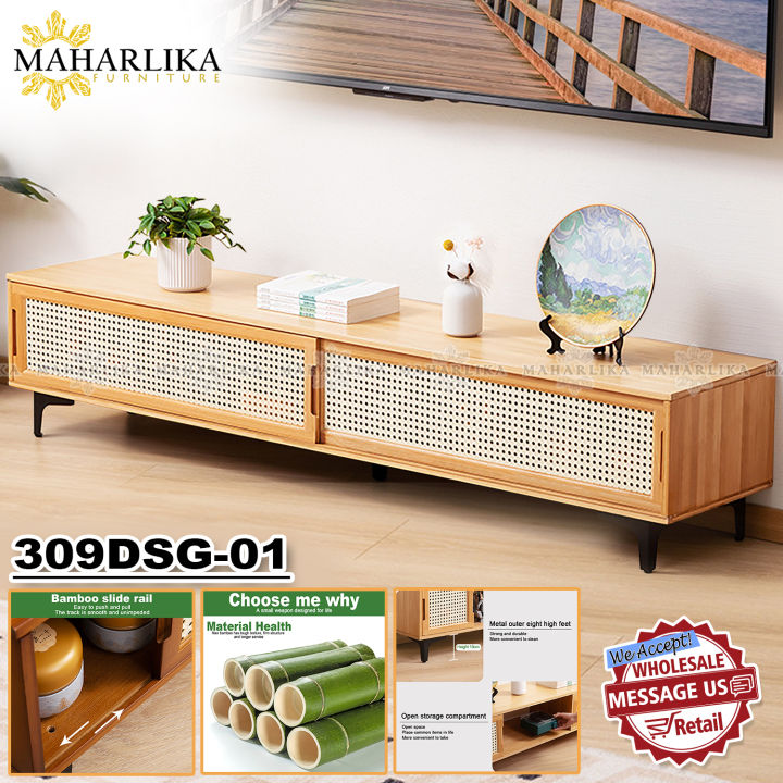 Maharlika 309DSG TV Stand Table TV Rack Stand Storage Cabinet Bamboo ...