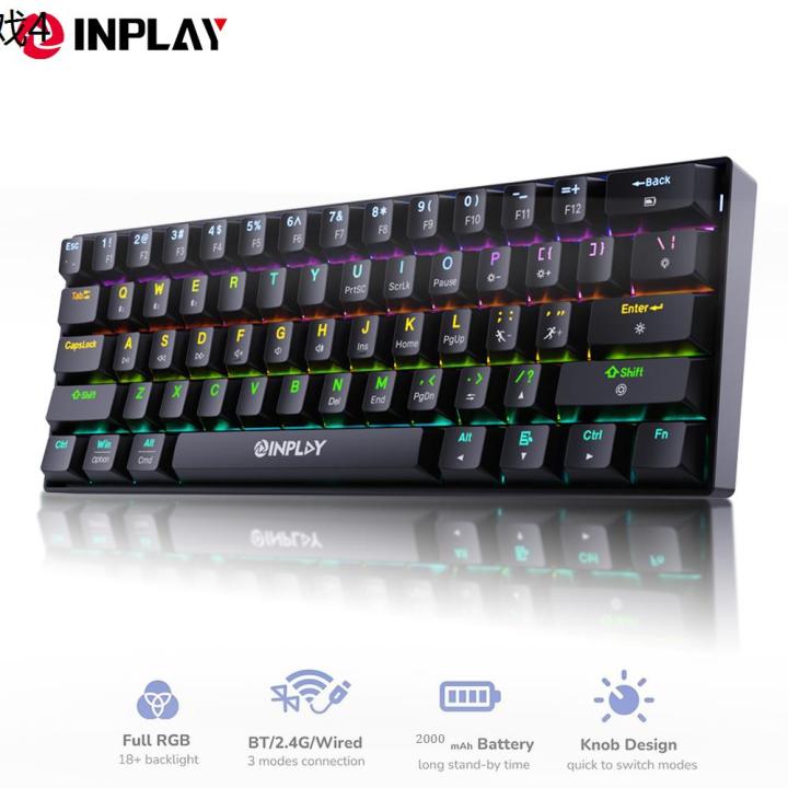 Inplay 61 Key Wireless Mechanical Keyboard Bluetooth Tri-Mode With ...