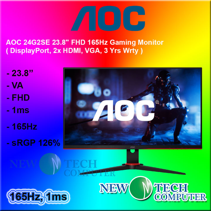 AOC 24G2SE 23.8" FHD 165Hz Adaptive Sync Gaming Monitor ( DisplayPort ...