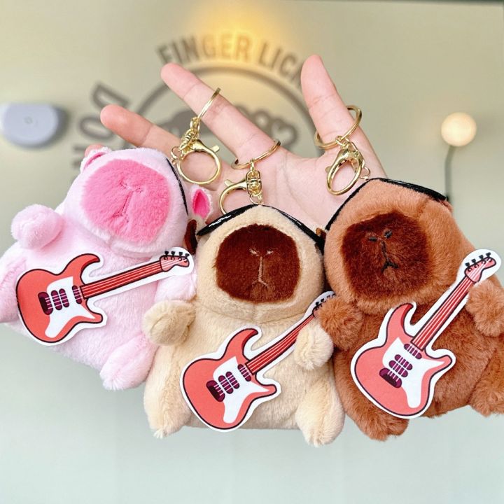 BIGCOUSIN Plush Doll Guitar Capybara Plush Pendant Creative Keyring ...