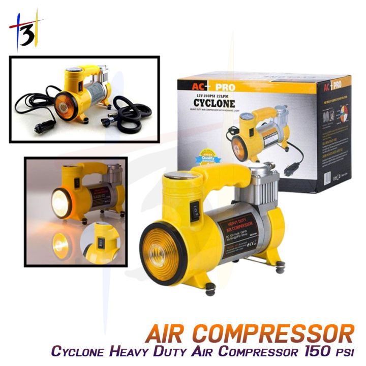 Heavy Duty Air Compressor w/ Bright Flash Light AC-PRO CYCLONE 150PSI ...