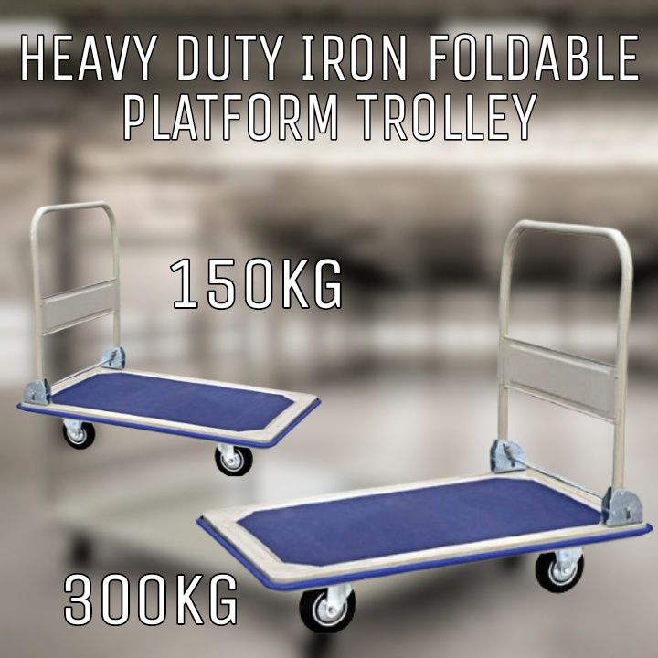 HEAVY DUTY Iron / PVC Foldable Platform Trolley 150KG / 300KG troli ...