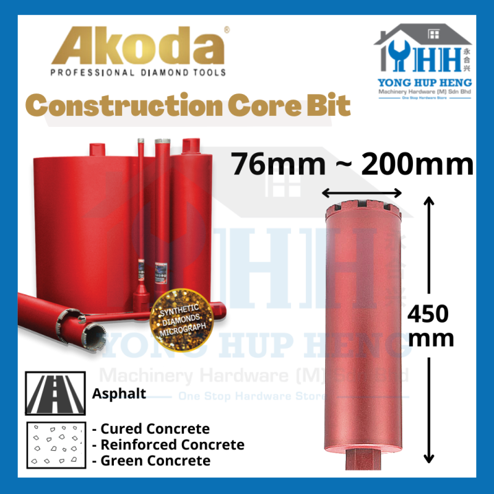 AKODA 76MM - 200MM x 450MM Construction Core Bit / Diamond Core Bit 1 ...