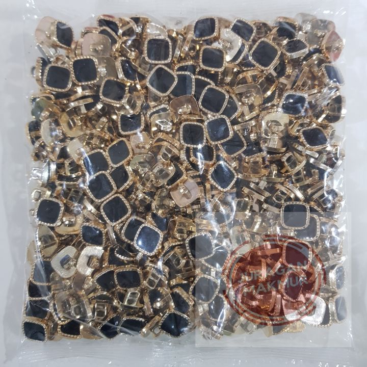 [400pcs] Kancing Jamur Datar Hitam Kotak Ukuran 20L (1,3cm) dan 24L (1 ...