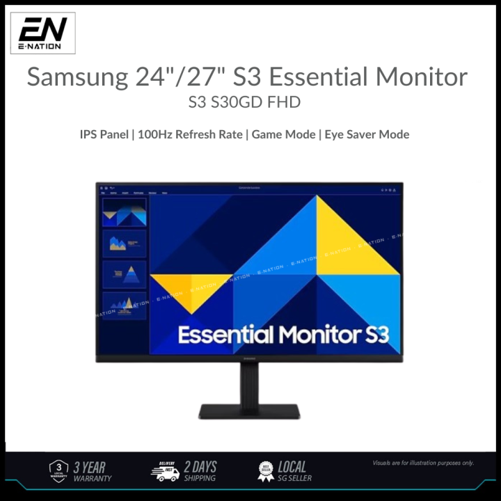 Samsung Essential Monitor S3 S30GD FHD 24" / 27" (Black) LS24D300GAEXXS ...