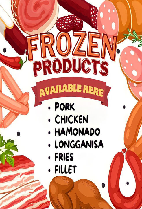 SIGN FROZEN PRODUCTS SIGNAGE PVC TYPE OR PLASTIC LAMINATED WATERPROOF ...