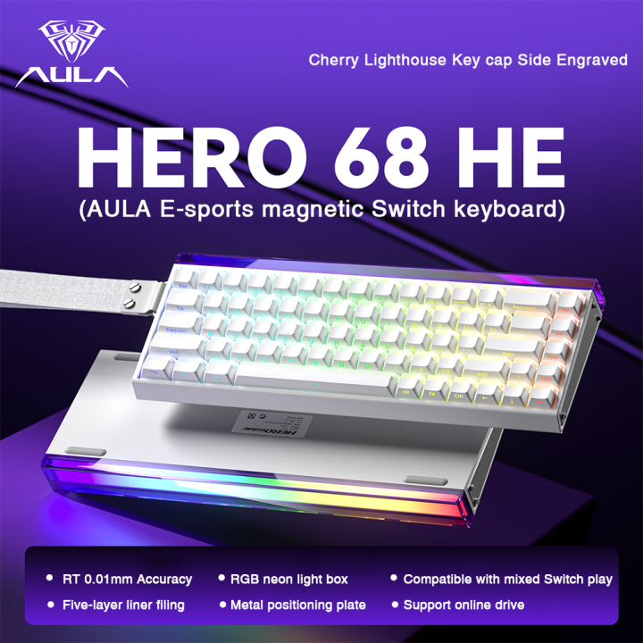 AULA HERO 68HE Wired High Performance Esports Gaming Keyboard With Top Standard RGB Neon Light ...