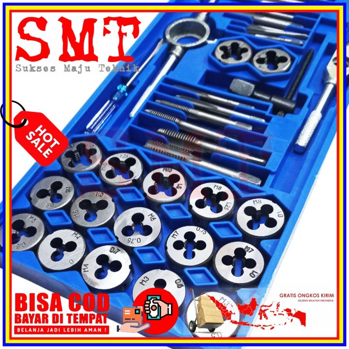 KODENKI Tap & Die Set 40pcs Senai Tap Pembuat Drat Mur Baut | Lazada Indonesia