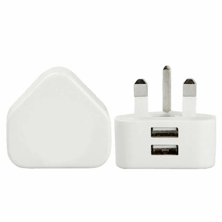 3 Pin USB Plug Charger Socket 2 USB port 2 in 1 Fast Charging 2.1A two ...