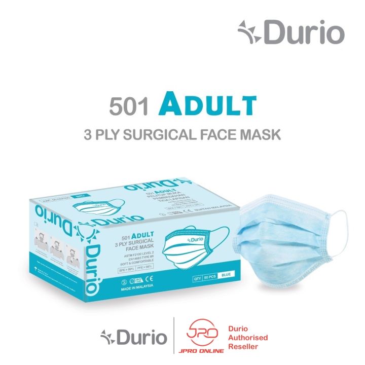 Durio 501 Adult 3 Ply Surgical Face Mask - 50 pcs | Lazada