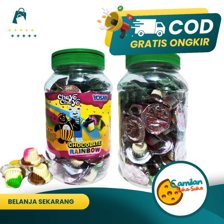 Permen Choyo choyo Chocolate Rainbow Toples isi 60 pcs / Netto 240 gram ...