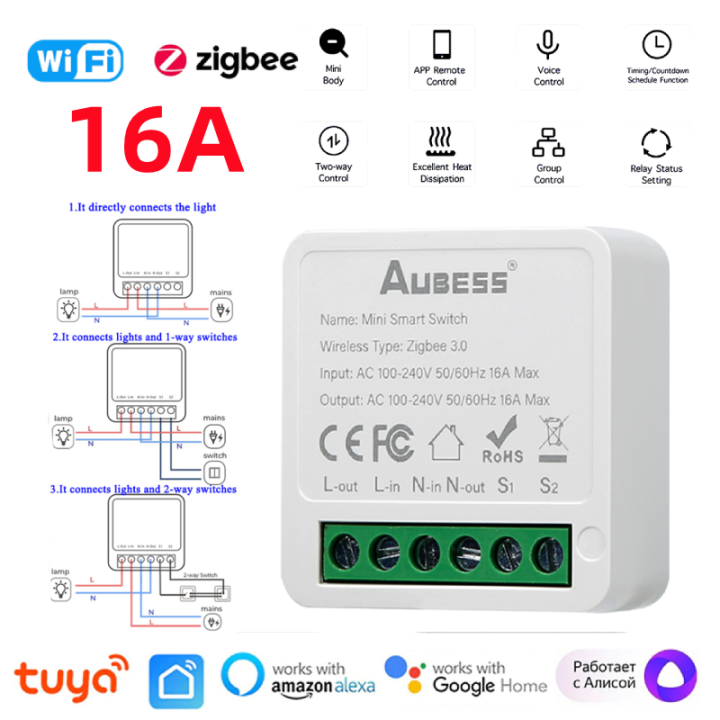 E cuộc sống cửa hàng thông minh tuya zigbee wifi thông minh mô-đun chuyển đổi breaker 16a 2-cách ...
