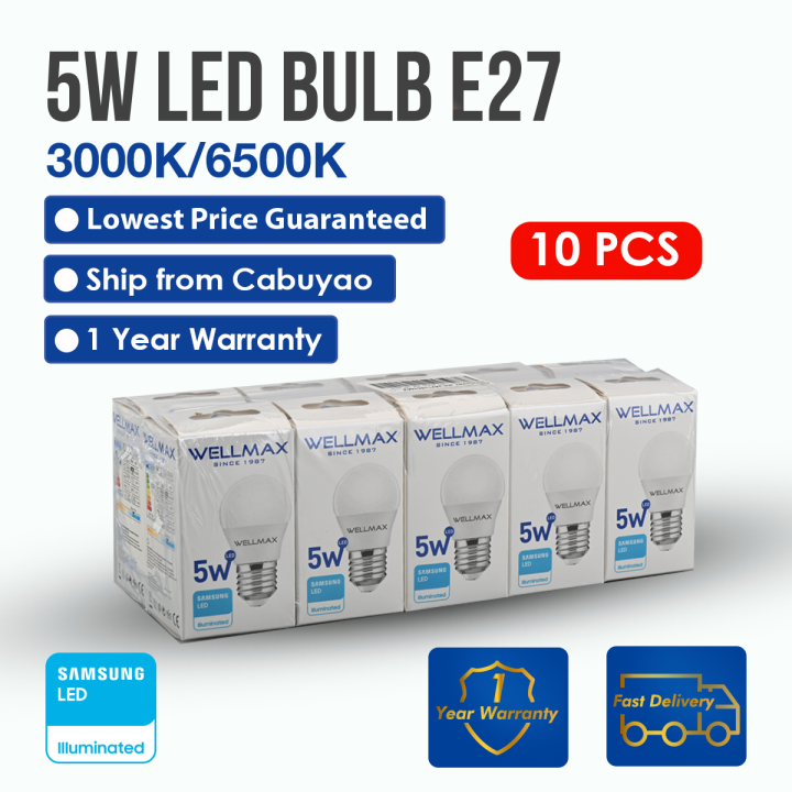 WELLMAX LED Bulb Adopt SAMSUNG Chip E27 Bulb 5w 6500K/3000K | Lazada PH