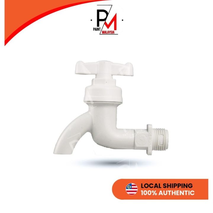 PVC Bib Tap With Tee Handle 1/2" Wall Mounted Plastic Water Tap Bibcock Faucet Sink Kepala Paip ...