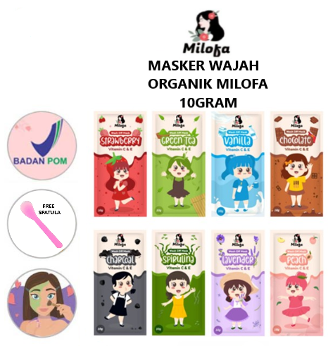MASKER MILOFA 10GR BPOM FREE SPATULA / MASKER WAJAH ORGANIK / MASKER ...