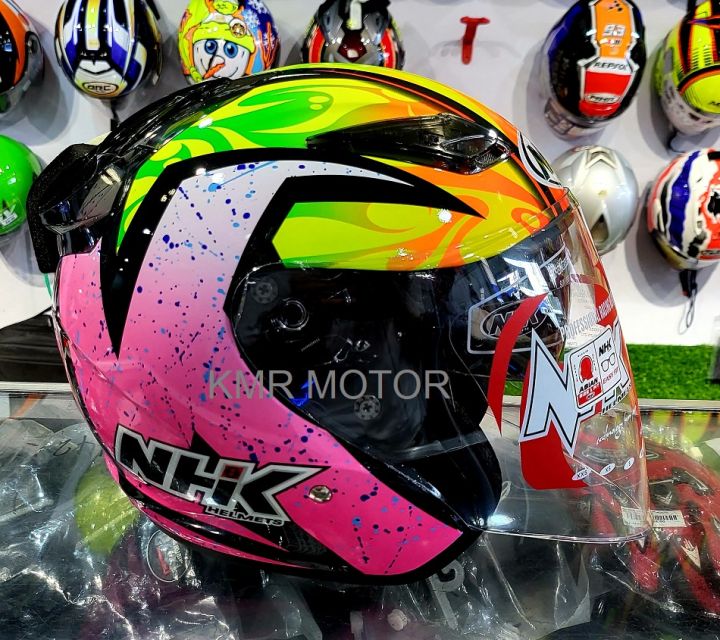 NHK R1 V2 KAREL 2.0 HELMET WINTER BLACK/PINK GLOSSY DOUBLE VISOR | Lazada