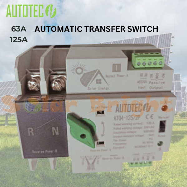 AUTOTEC Automatic Transfer Switch ATS 2P 63A 125A 220VAC 60Hz Dual ...