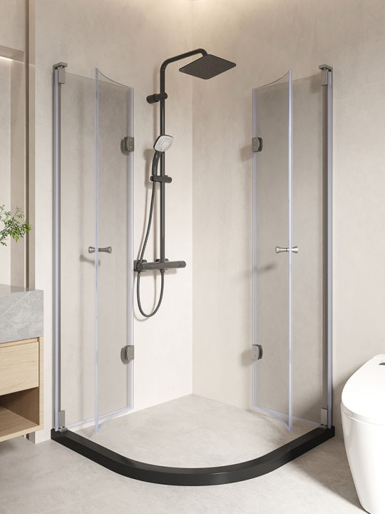 Small-sized stainless steel folding wet-dry separation shower room arc ...