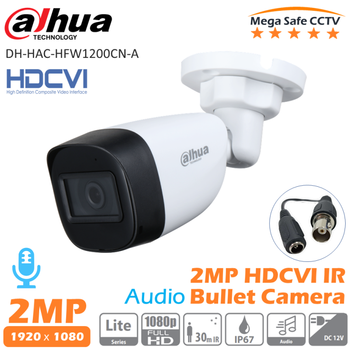 DaHua DH-HAC-HFW1200CN-A 2MP IR Audio HDCVI Fixed-focal Bullet Camera, Smart IR, 2.8mm Fixed ...
