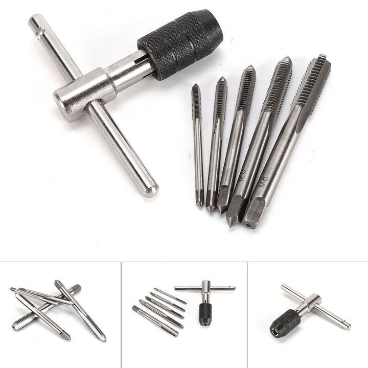 【QJAT】 1Set Adjustable M3-M8 T-Handle Ratchet Tap Wrench Machinist Tool Reversion With 1PCS ...