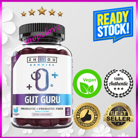 Zhou Nutrition Gut Guru Prebiotics & Probiotics Gummies 60 Count - For ...