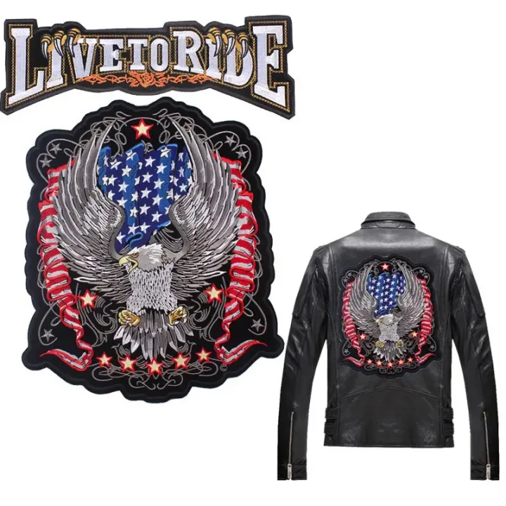 Embroidery Patches Large Biker Patches On Clothes Punk Big Skull Badges ...