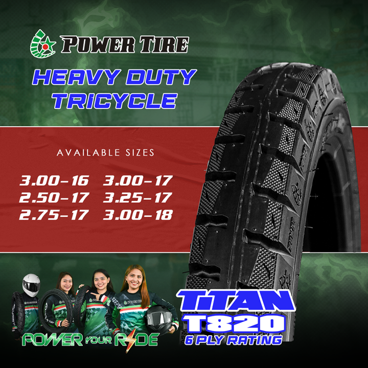 POWERTIRE TITAN T820 6PR - HEAVY DUTY/TRICYCLE "TIRE SIZE 16,17,18 ...