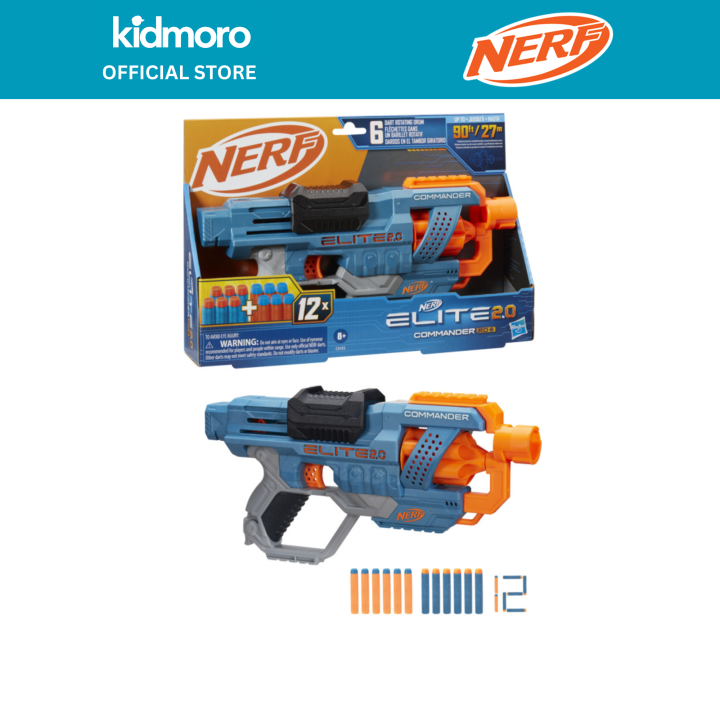 Nerf Guns Toy Elite 2.0 Commander RD-6 Blaster, 12 Official Nerf Darts ...