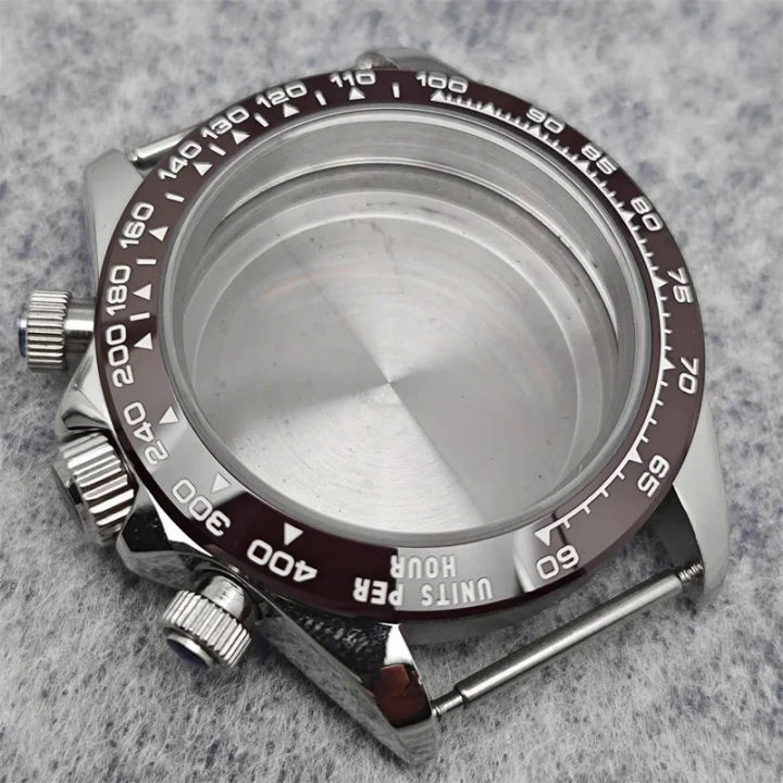 Vk63 watch case with sapphire glass stainless steel case with ceramic ...