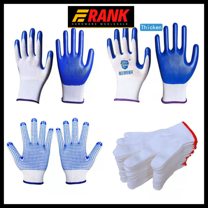 Safety Gloves Rubber cotton nylon for Construction Working gloves for ...