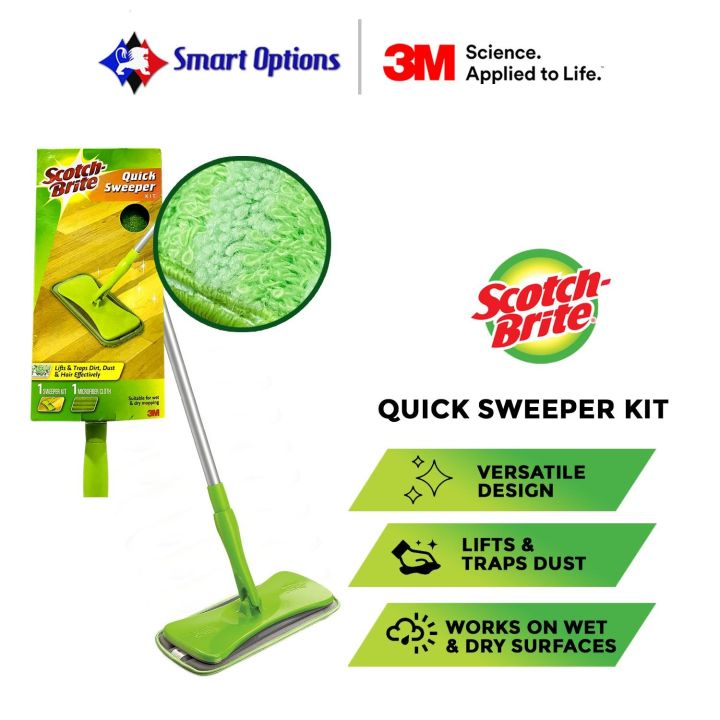 3M SCOTCH-BRITE QUICK SWEEPER KIT 1 SWEEPER KIT AND MICROFIBER CLOTH ...