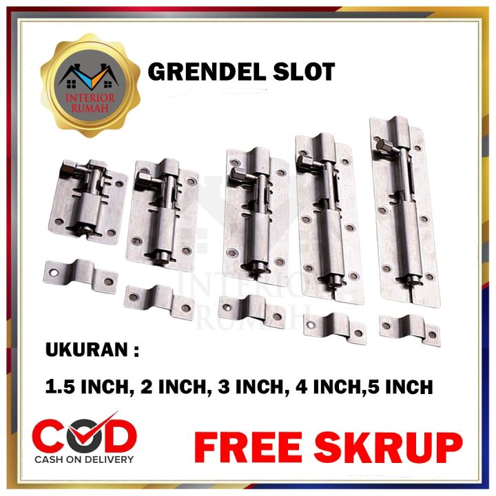 Grendel Slot Pintu Jendela 2 inch, 3 inch, 4 inch, 5 inch / Grendel ...
